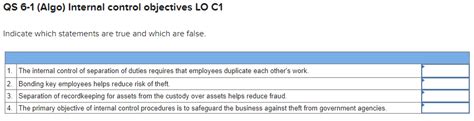 solved qs 6 1 algo internal control objectives lo c1