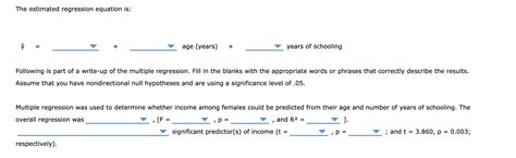 Solved The Estimated Regression Equation Is Y Age