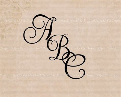 ELEGANT Script Font Monogram Svg Dxf Eps Png Digital Monogram DIY Fancy Script Cursive Font