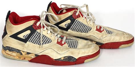 Lot Detail Michael Jordans Game Worn Air Jordan 4 Fire Red