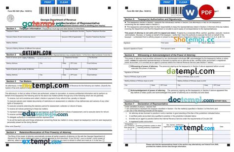 Georgian Tax Power Of Attorney Form Rd 1061 Example Fully Editable