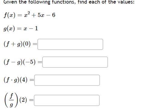Solved Given the following functions, find each of the | Chegg.com