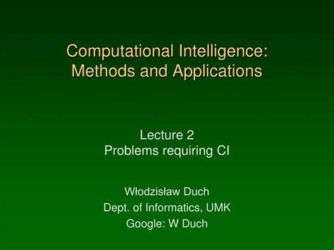 Ppt Computational Intelligence Methods And Applications Powerpoint