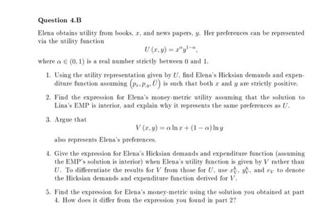 Solved Elena Obtains Utility From Books X And News Papers