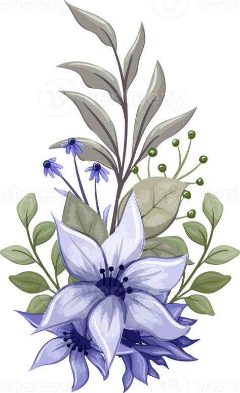 Purple Floral Bouquet With Watercolor 16408008 PNG