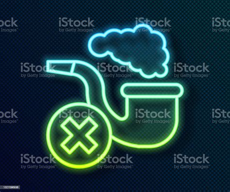 검은 배경에 고립 된 연기 아이콘과 빛나는 네온 라인 흡연 파이프 파이프 벡터 고풍스런에 대한 스톡 벡터 아트 및 기타 이미지 고풍스런 골동품 관 튜브 Istock