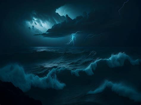 Premium Ai Image Storm Environment In Middle Of The Ocean