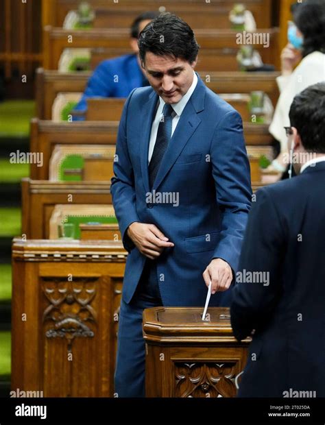 Ottawa Can 03rd Oct 2023 Prime Minister Justin Trudeau Votes In The