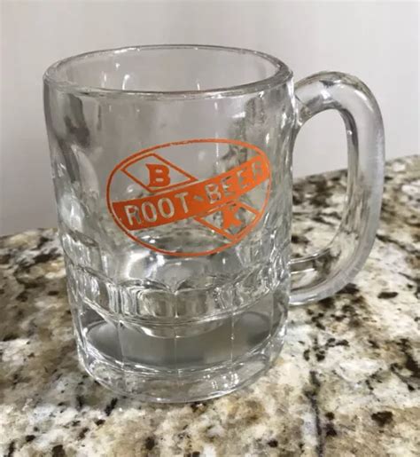 Vintage B K Drive In Diner Root Beer Glass Mug 45 Logo Original