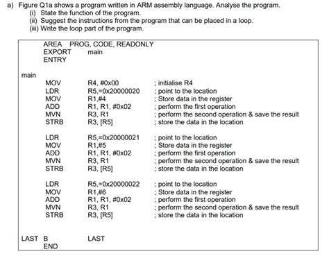 Solved A Figure Q A Shows A Program Written In ARM Assembly Chegg
