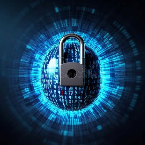 cybersecurity concept blue keylock with binary code generative ai