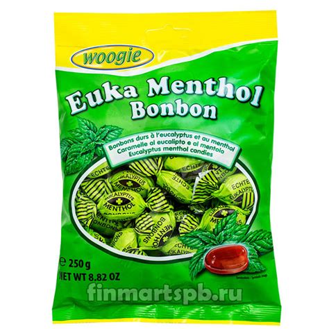 Конфеты леденцы эвкалипт-ментол Woogie Euka Menthol Bonbons, 250 гр ...