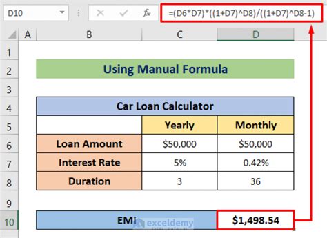 Emi Calculation Formula With Example In Excel Design Talk