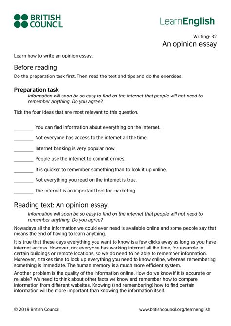Learn English Writing B2 An opinion essay - Writing: B An opinion essay ...