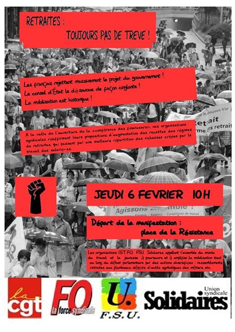 MANIFESTATION UNITAIRE JEUDI 6 FEVRIER UD CGT Nièvre