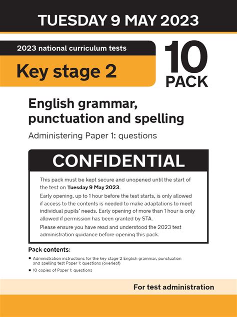 2023 Key Stage 2 English Grammar Punctuation And Spelling Administering Paper 1 Questions Pdf