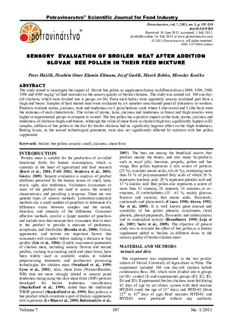 Pdf Sensory Evaluation Of Broiler Meat After