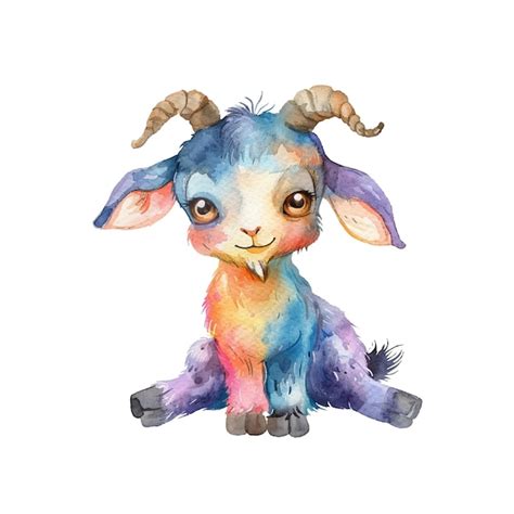 Premium Vector Cute Goat Vector Illustration In Watercolour Style