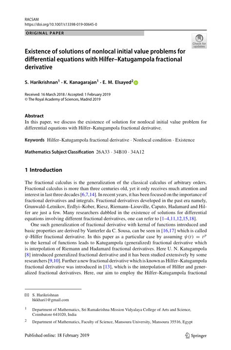Pdf Existence Of Solutions Of Nonlocal Initial Value Problems For