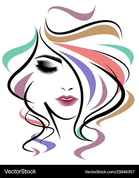 Women Long Hair Style Icon Logo Face Royalty Free Vector