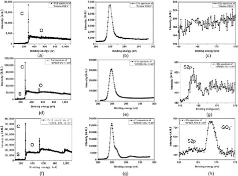 Full Xps C 1s And S 2p Spectra Of A C Pristine Peek D F