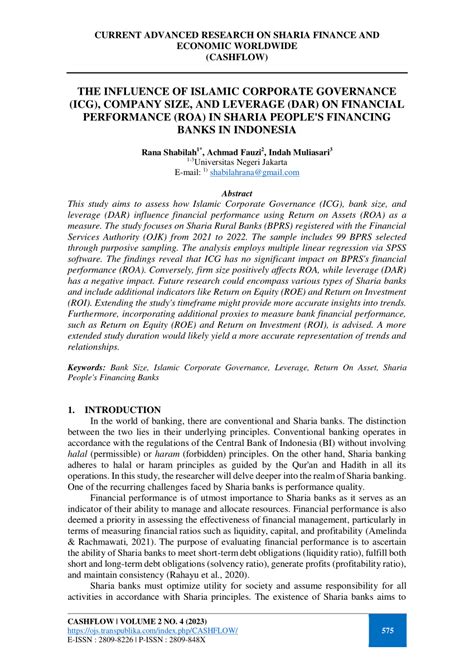 Pdf The Influence Of Islamic Corporate Governance Icg Company Size