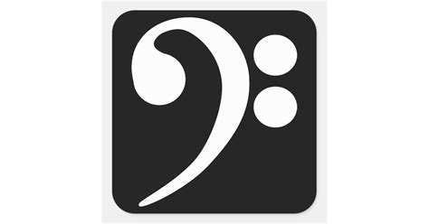 White Bass Clef Square Sticker Zazzle