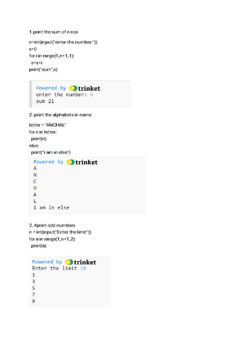 Python Program 1 The Sum Of N Nos N Int Input Enter The Number S