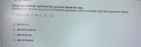 solved using any method optimize the function below for