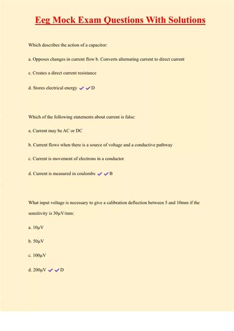 Eeg Mock Exam Questions With Solutions Electroencephalography Stuvia US