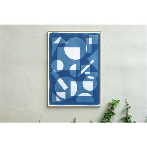 2022 Constructivist Handmade Monotype In Blue Tones Of Simple Shapes Floating In Space