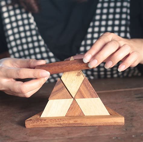 Wooden Pyramid Puzzle Assembly Triangle Pyramid Puzzle With Free Shipping
