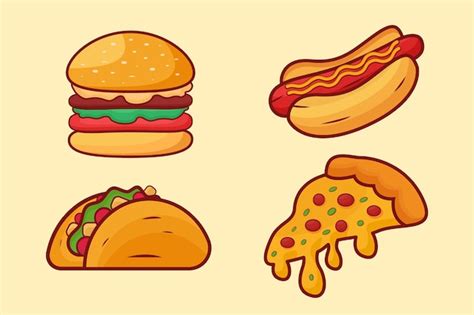 Conception Dillustration De Restauration Rapide Avec Style De Dessin