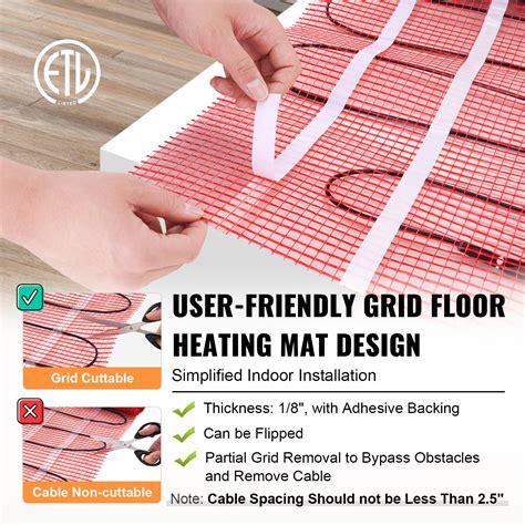 Vevor Floor Heating Mat 20 Sq Ft Electric Radiant In Floor Heated
