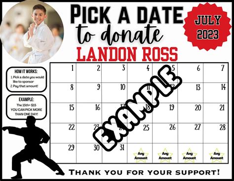 Editable Karate Template Personalized Pick A Date To Donate