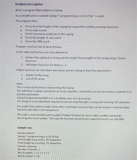 Solved Problem Description Write A Program That Analyses A