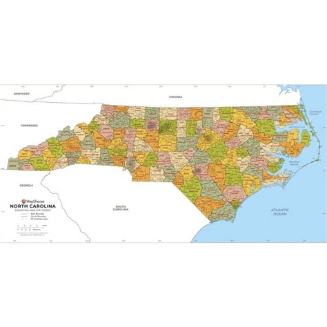 North Carolina Zip Code Map With Counties Extra Large Stanfords