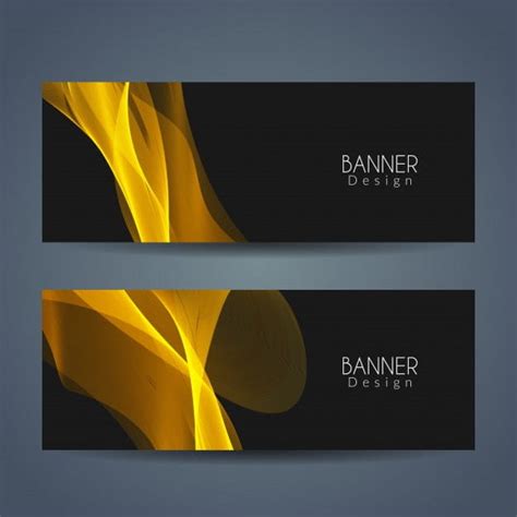 추상적 인 황금 물결 배너 Eps Uidownload