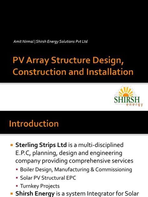 Pv Array Structure Design Construction And Installation Pdf
