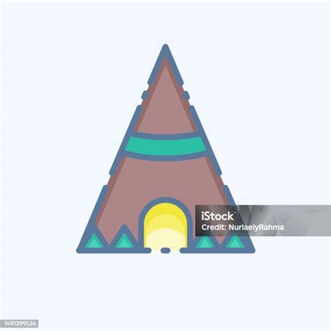 Tipi Dicône Lié Au Symbole Amérindien Style Griffonnage Conception