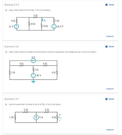 Solved Exercise About A Apply Mesh Analysis To Find Chegg