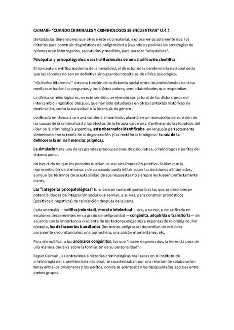 Caimari Cuando Criminales Y Criminologos Se Encuentran Caimari