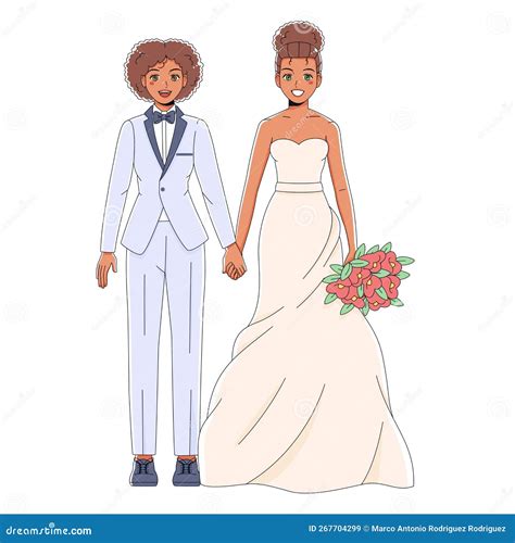 Vector Cute Wedding Couple Anime Characters Isolated Stock Vector