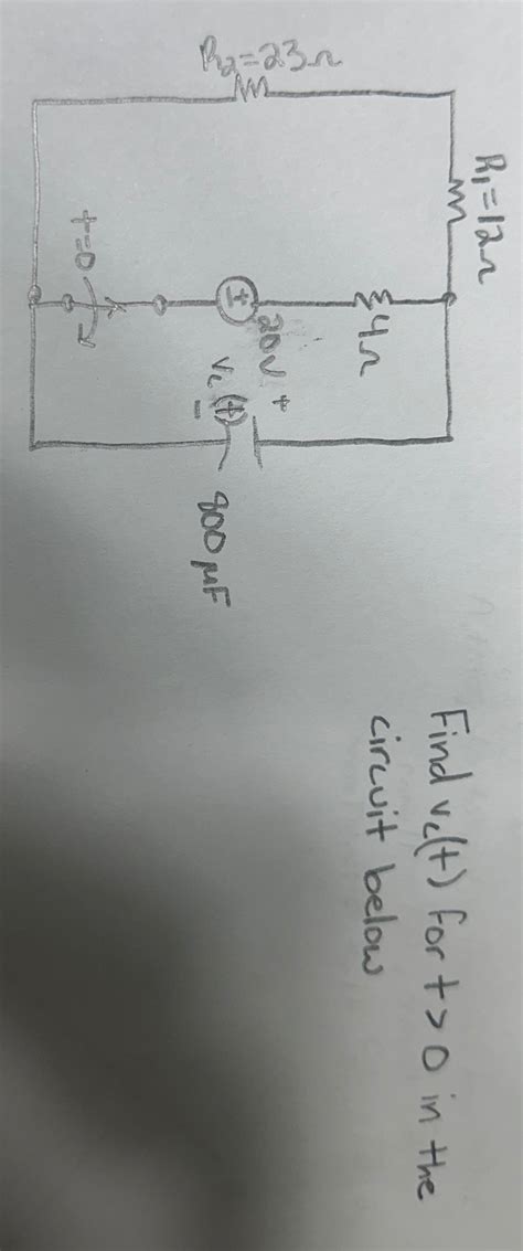 solved find vc t ﻿for t 0 ﻿in the circuit below