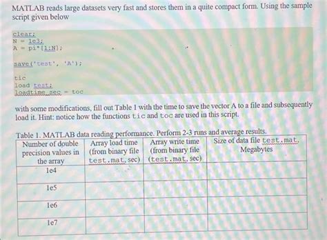 Solved Matlab Reads Large Datasets Very Fast And Stores Them