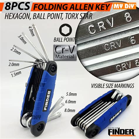 MYDIY Online2u FINDER CRV 8PCS FOLDING ALLEN KEY HEX KEY ALLEN KEY