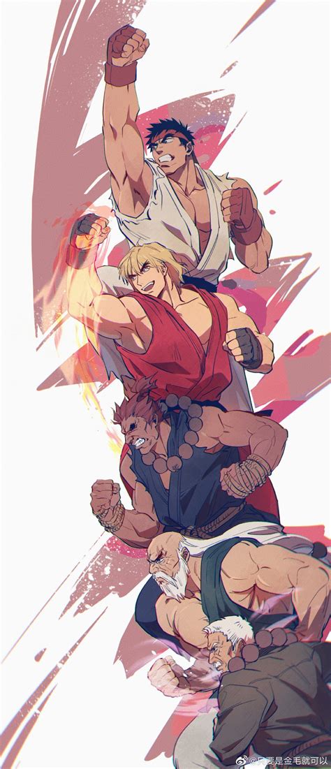 Ryu Ken Masters Akuma Gouken And Goutetsu Street Fighter Drawn By
