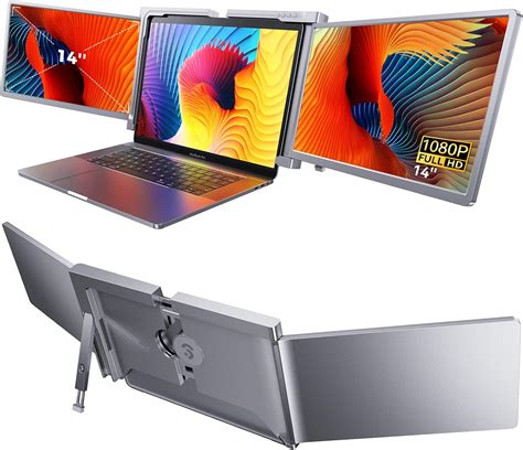 Soomfon Triple Écran Portable Moniteur 14 Pouces Extension Décran