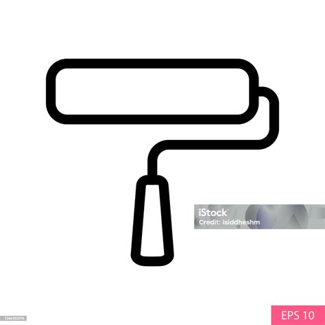 흰색 배경에 격리 된 웹 사이트 디자인 앱 Ui를위한 윤곽 선자 스타일 디자인의 페인트 롤러 아이콘 Eps 10 벡터 일러스트레이션 가리기에 대한 스톡 벡터 아트 및 기타