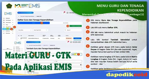 Materi GURU GTK Penjelasan Materi GURU Pada Aplikasi EMIS Dapodik Co Id